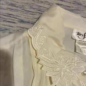 TanJay | Tops | Vintage Tanjay Ivory Blouse With Embroidered Details ...